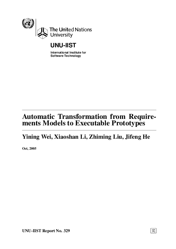 (PDF) Automatic Transformation from Requirements models to Executable Prototypes