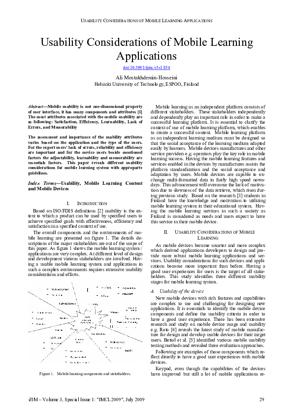 Pdf Usability Considerations Of Mobile Learning Applications