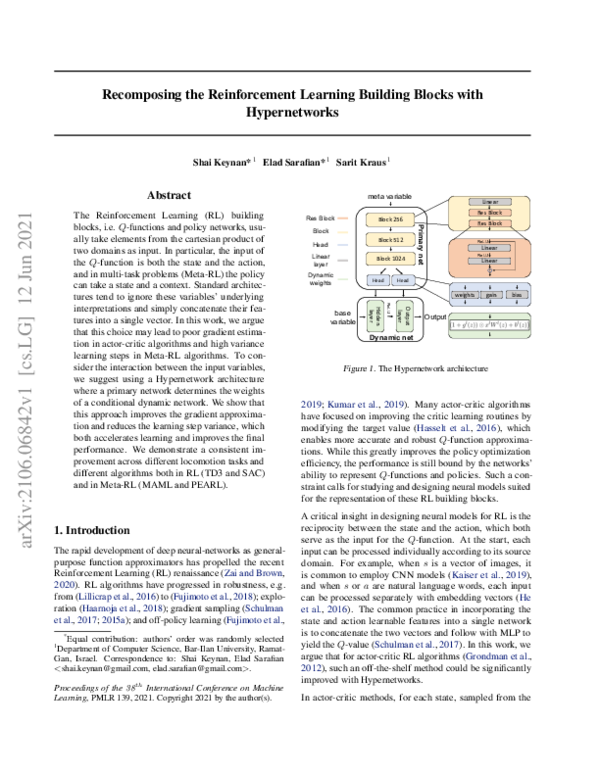 (PDF) Recomposing the Reinforcement Learning Building Blocks with Hypernetworks