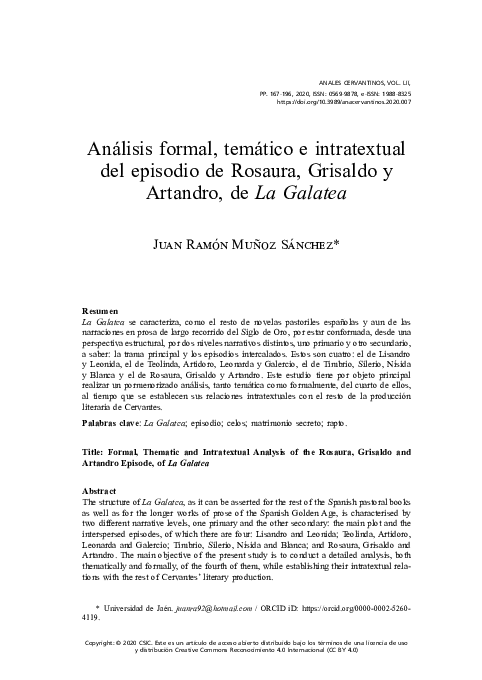 (PDF) Análisis formal, temático e intratextual del episodio de Rosaura ...