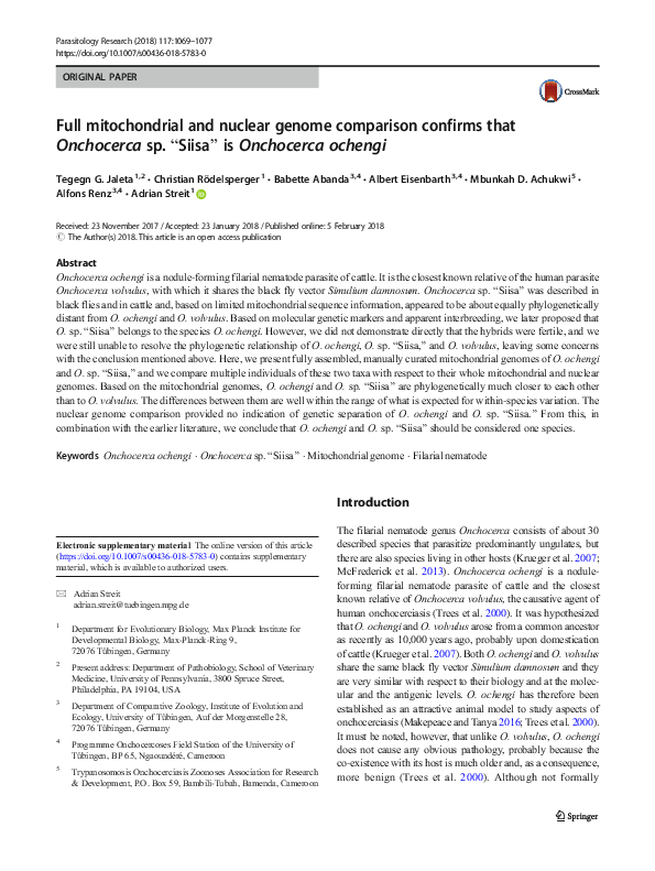 (PDF) Full mitochondrial and nuclear genome comparison confirms that ...