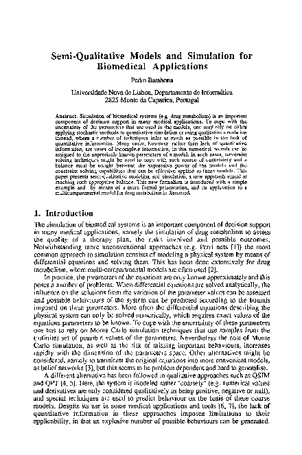 Pdf Semi Qualitative Models And Simulation For Biomedical Applications