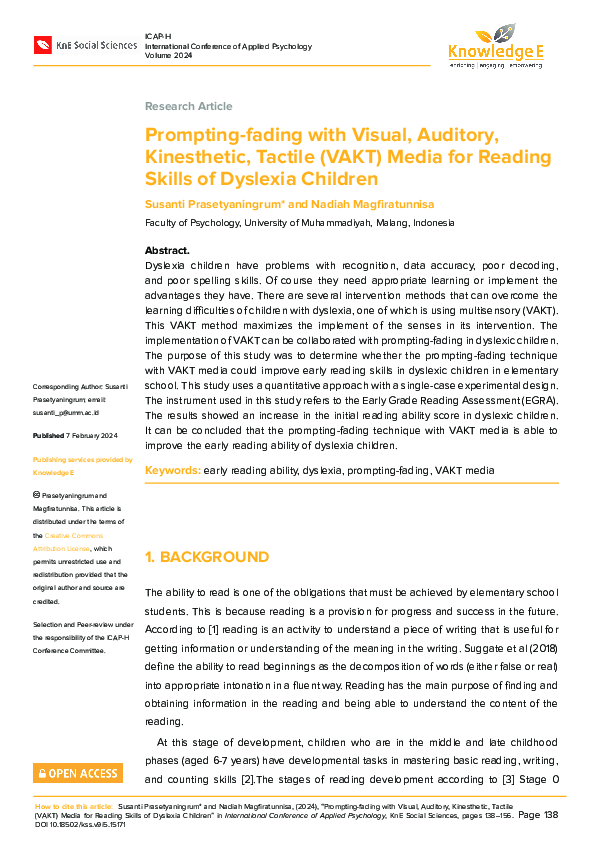 (PDF) Prompting-fading with Visual, Auditory, Kinesthetic, Tactile ...