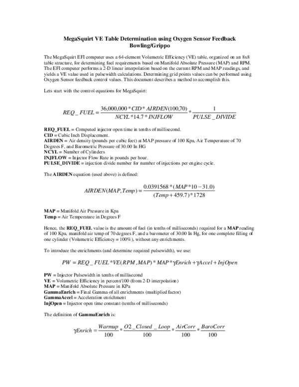 (PDF) MegaSquirt VE Table Determination using Oxygen Sensor Feedback ...
