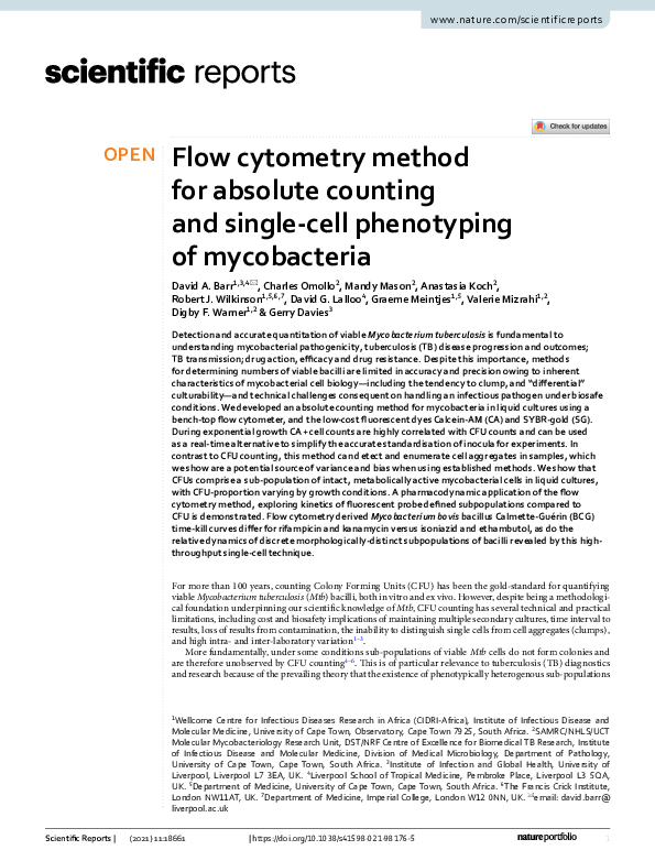 (PDF) Flow cytometry method for absolute counting and single-cell ...