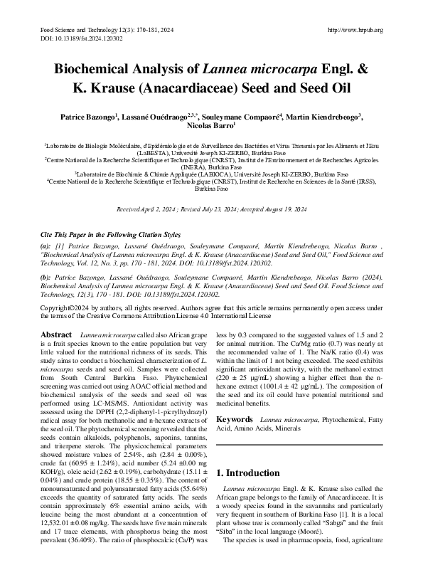 (PDF) Biochemical Analysis of Lannea microcarpa Engl. & K. Krause ...