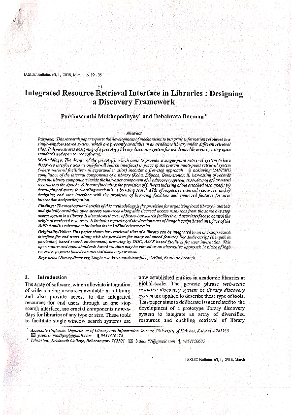 (PDF) Integrated Resource Retrieval Interface in Libraries: Designing a Discovery Framework