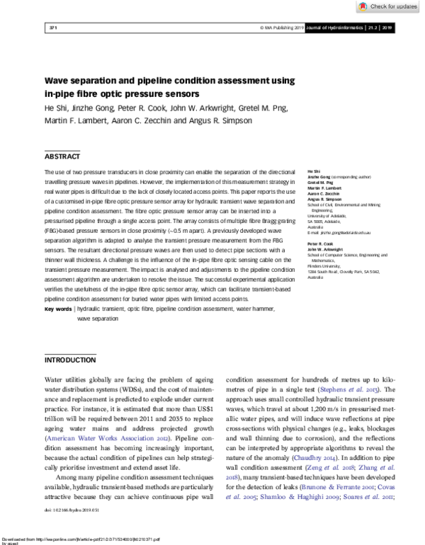 (PDF) Wave separation and pipeline condition assessment using in-pipe ...
