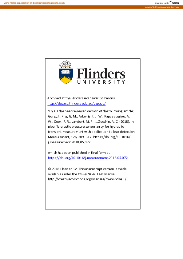 (PDF) In-pipe fibre optic pressure sensor array for hydraulic transient ...
