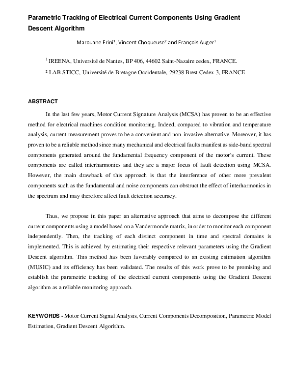 (PDF) Parametric Tracking of Electrical Currents Using Gradient Descent Algorithm