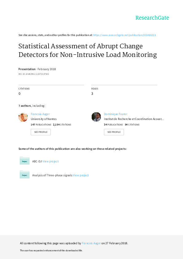 (PDF) Statistical assessment of abrupt change detectors for non ...