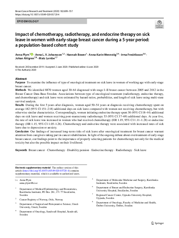 (PDF) Impact of chemotherapy, radiotherapy, and endocrine therapy on ...