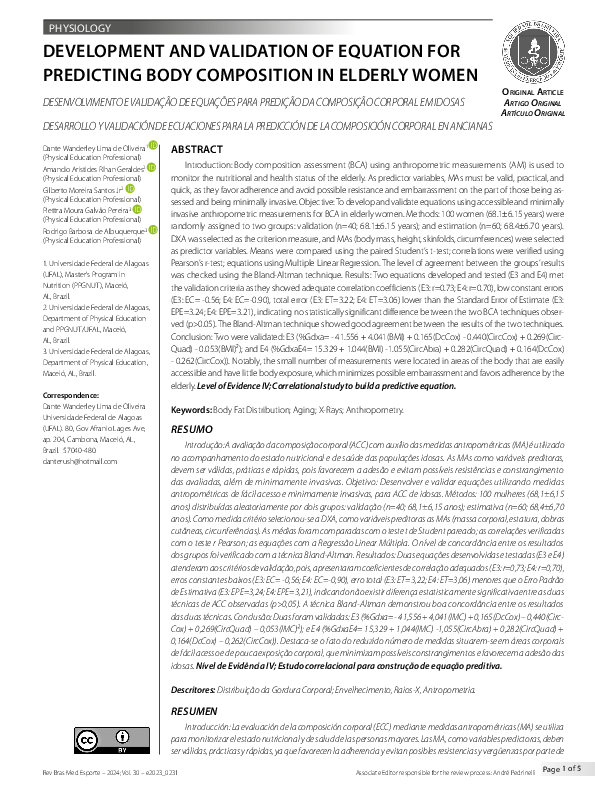 (PDF) Development and Validation of Equation for Predicting Body ...