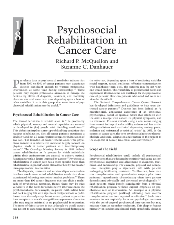 (PDF) Psychosocial Rehabilitation in Cancer Care