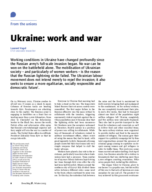 (PDF) Ukraine: work and war