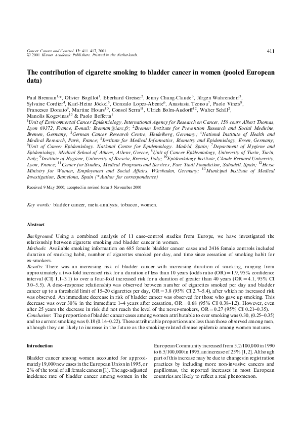 (PDF) The contribution of cigarette smoking to bladder cancer in women ...