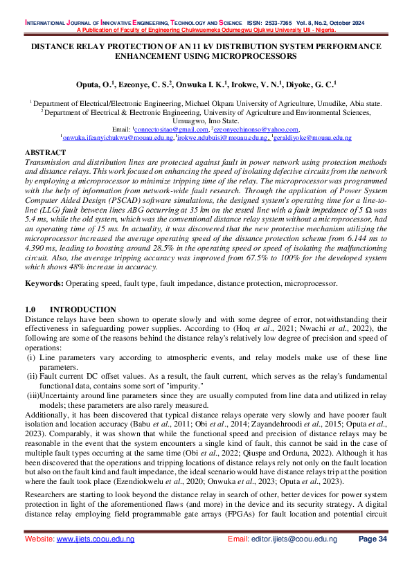 (PDF) DISTANCE RELAY PROTECTION OF AN 11 kV DISTRIBUTION SYSTEM PERFORMANCE ENHANCEMENT USING ...