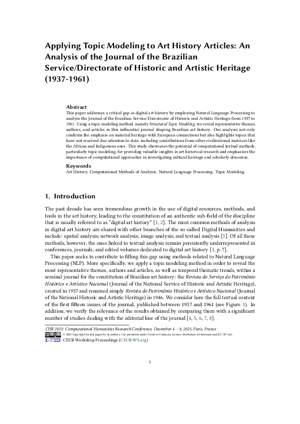 (PDF) 2023 - Applying Topic Modeling to Art History Articles: An ...