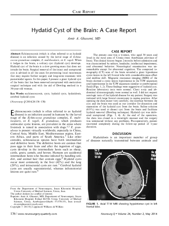 (PDF) Hydatid Cyst of the Brain