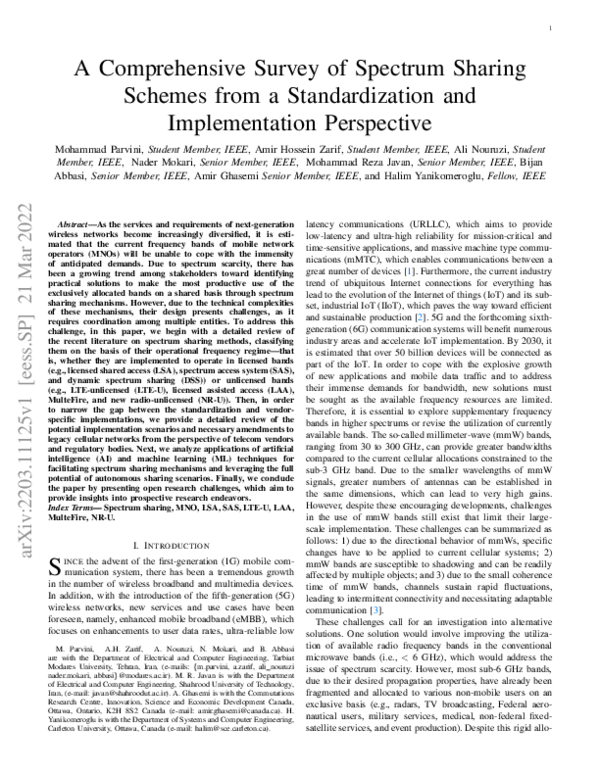 (PDF) A Comprehensive Survey of Spectrum Sharing Schemes from a ...