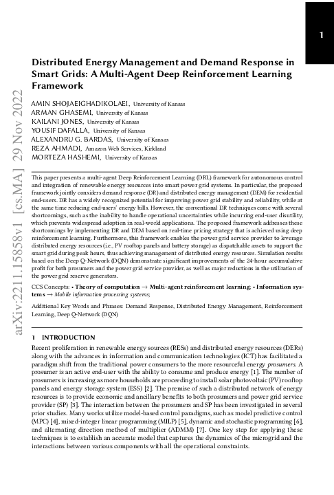 (PDF) Distributed Energy Management and Demand Response in Smart Grids: A Multi-Agent Deep ...