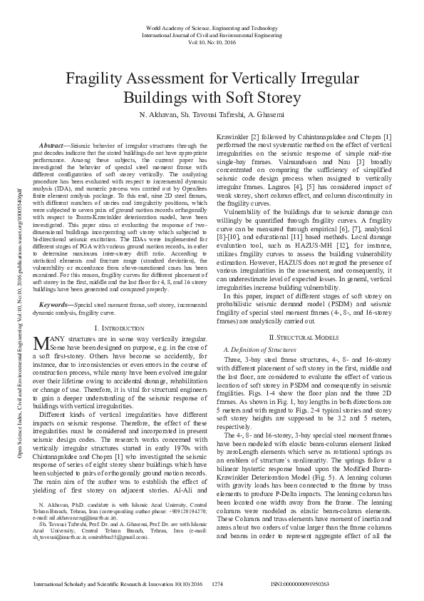 (PDF) Fragility Assessment for Vertically Irregular Buildings with Soft ...