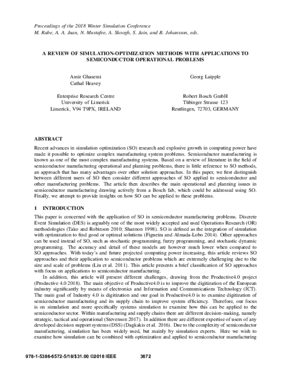 (PDF) A Review of Simulation-Optimization Methods with Applications to Semiconductor Operational ...