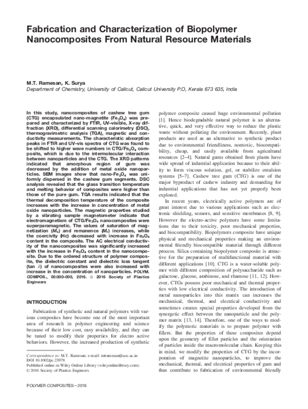 (PDF) Fabrication and characterization of biopolymers with ...