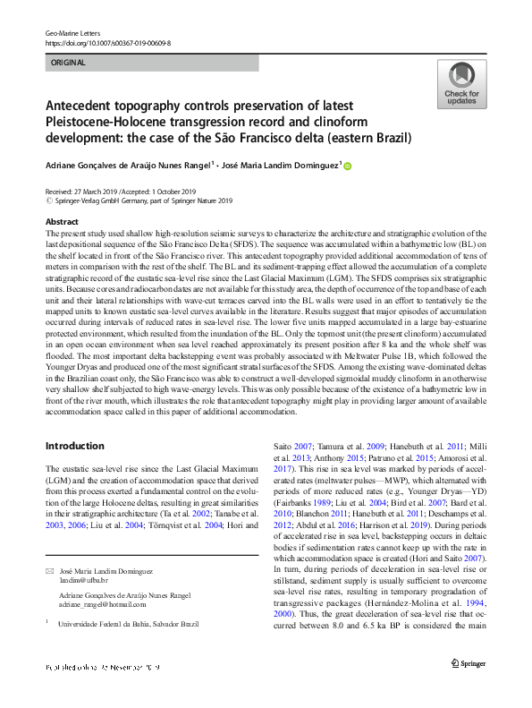 (PDF) Antecedent topography controls preservation of latest Pleistocene ...