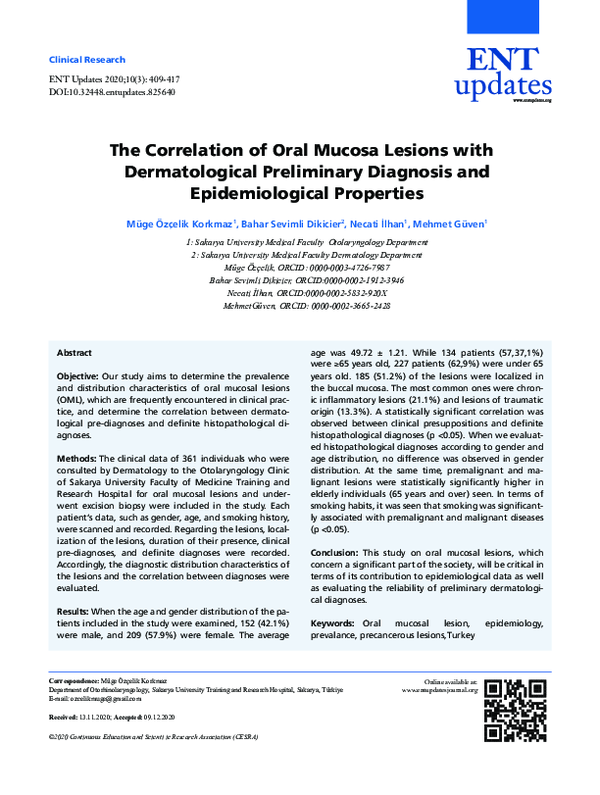 (PDF) Dermographic Properties And Correlation of Oral Mucosa Lesions ...