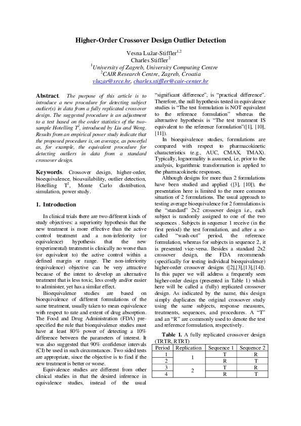 (PDF) Higher-order crossover design outlier detection