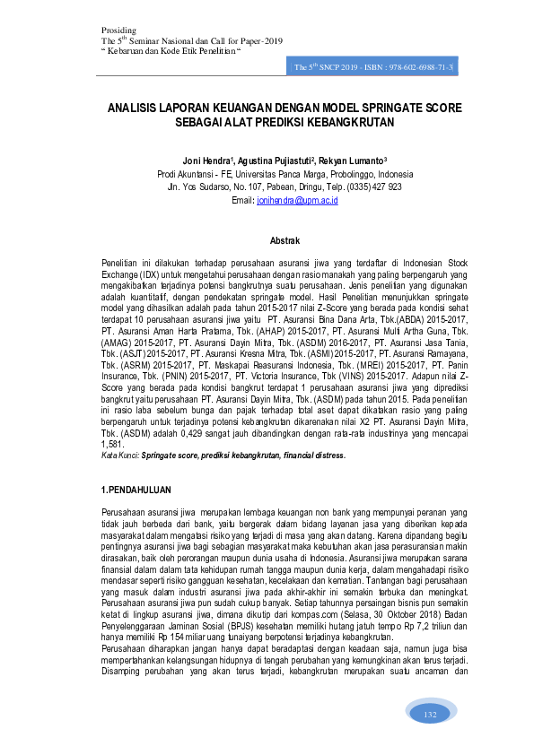 (PDF) Analisis Laporan Keuangan Dengan Model Springate Score Sebagai ...