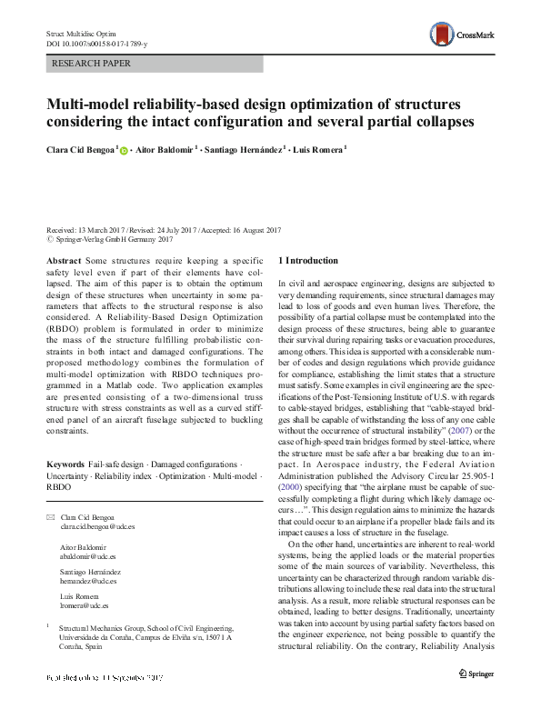 (PDF) Multi-model reliability-based design optimization of structures considering the intact ...