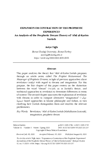 (PDF) Expansion or Contraction of the Prophetic Experience? An Analysis ...