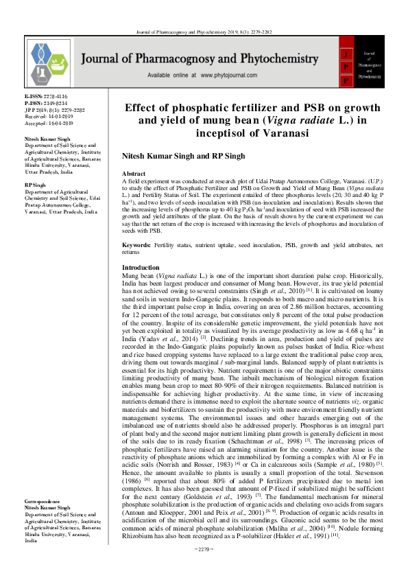 (PDF) Effect of phosphatic fertilizer and PSB on growth and yield of ...