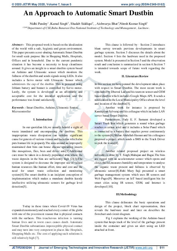 (PDF) An Approach to Automatic Smart Dustbin