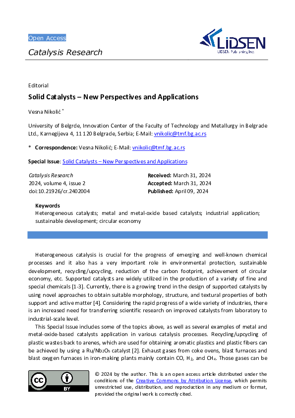 (PDF) Solid Catalysts – New Perspectives and Applications