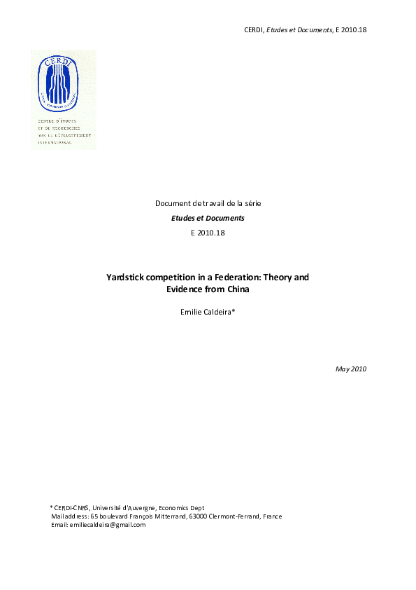 (PDF) Yardstick competition in a federation: Theory and evidence from China