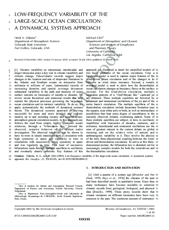 (PDF) 3 Large-Scale Ocean Circulation: 4 a Dynamical Systems Approach