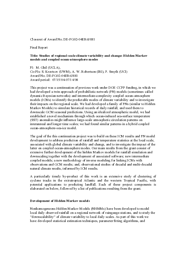 (PDF) Studies of regional-scale climate variability and change. Hidden ...