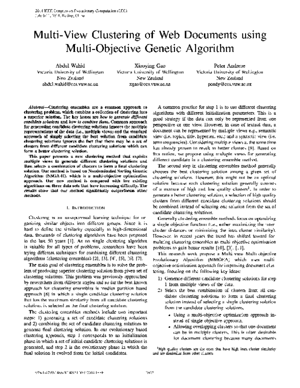 (PDF) Multi-view clustering of web documents using multi-objective genetic algorithm