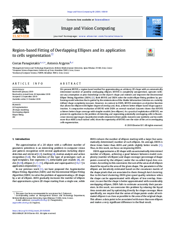 (PDF) Image and Vision Computing