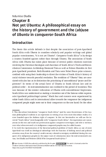 (PDF) Not yet Ubuntu: A philosophical essay on the history of ...