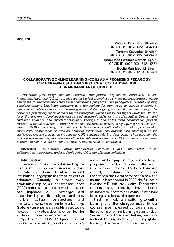(PDF) Collaborative Online Learning (Coil) as a Promising Pedagogy for ...