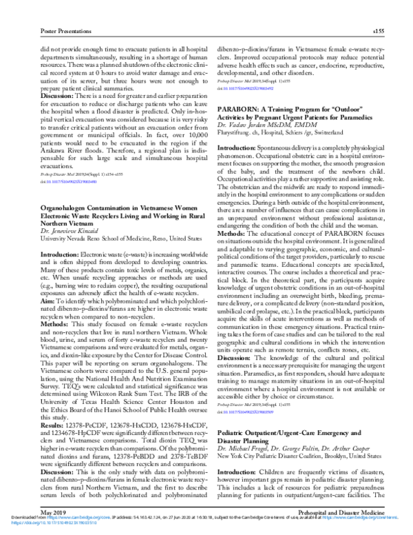 (PDF) Pediatric Outpatient/Urgent-Care Emergency and Disaster Planning