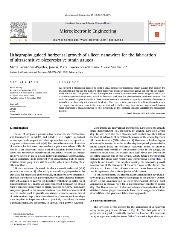 (PDF) Lithography guided horizontal growth of silicon nanowires for the fabrication of ...