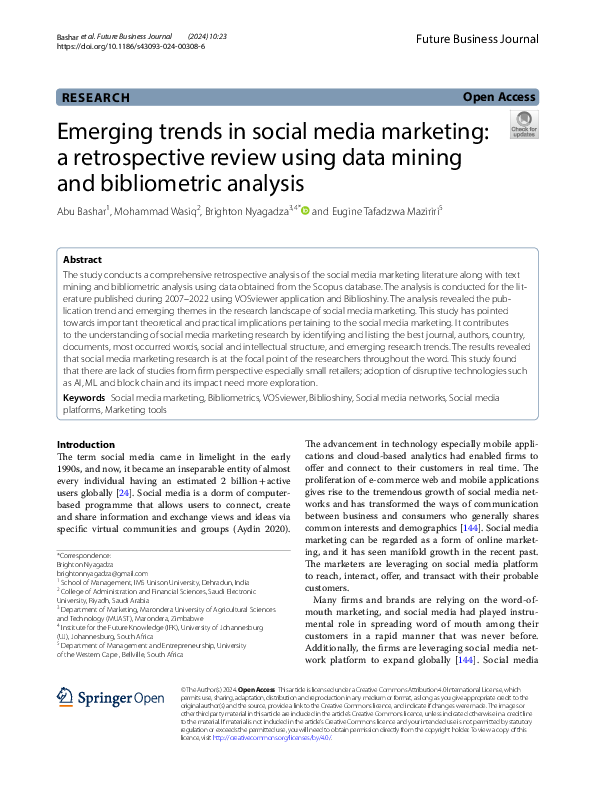 (PDF) Emerging trends in social media marketing: a retrospective review using data mining and ...
