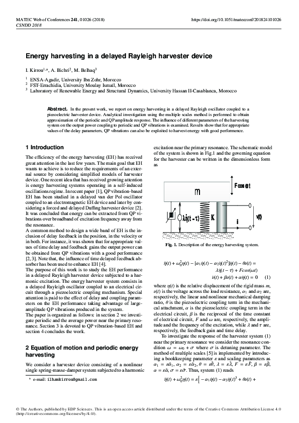(PDF) Energy harvesting in a delayed Rayleigh harvester device