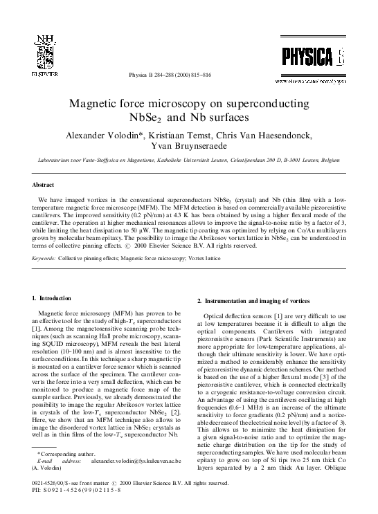 (PDF) Magnetic force microscopy on superconducting NbSe2 and Nb surfaces