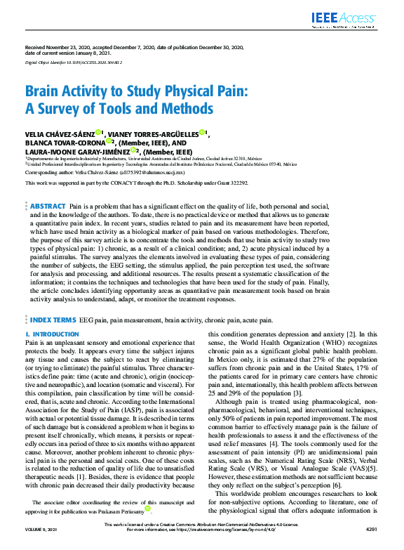 (PDF) Brain Activity to Study Physical Pain: A Survey of Tools and Methods